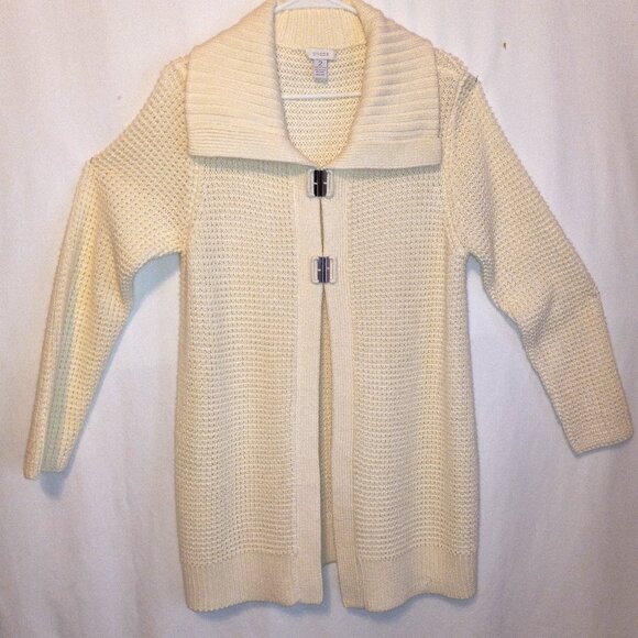Chico's | Sweaters | Chico Chunky Long Womens Cardigan Cream Color Two ...